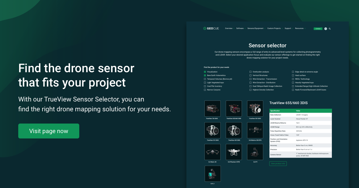 TrueView: Drone LiDAR + Imagery Sensor Selector | GeoCue